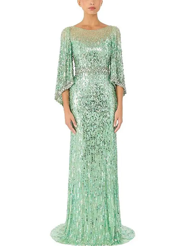 Jenny Packham Ines Sequin-embellished Gown - Eucalyptus