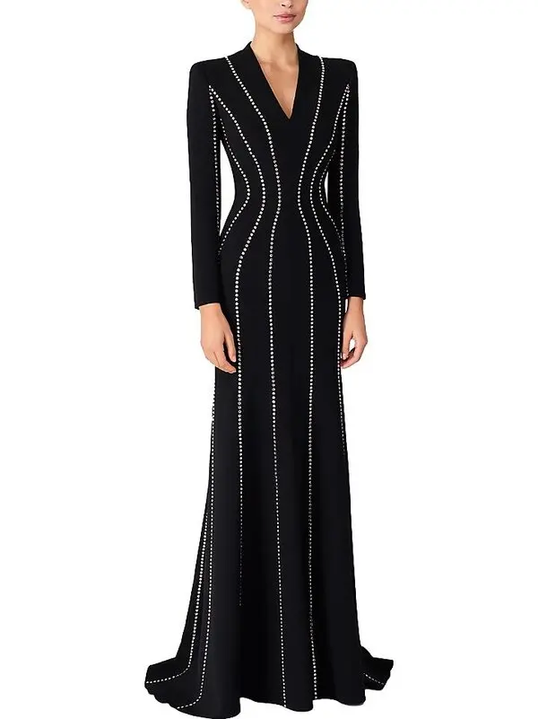 Jenny Packham Victoire Rhinestone-embellished Maxi Gown - Liquorice
