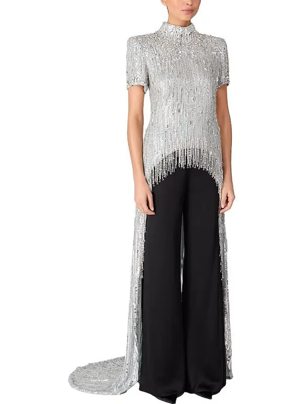 Jenny Packham Zea Sequin-embellished Top - Porcelain