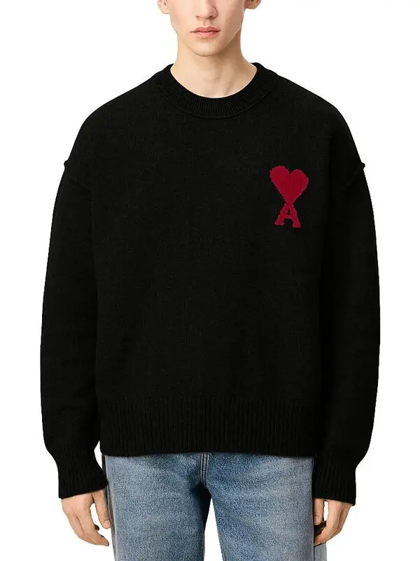 Ami Crewneck Sweater - Black/red