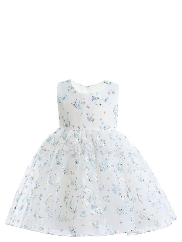 TULLEEN Floral Print Bow Dress - Blue