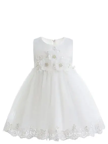 TULLEEN Embroidered Blooming Bow Dress - White