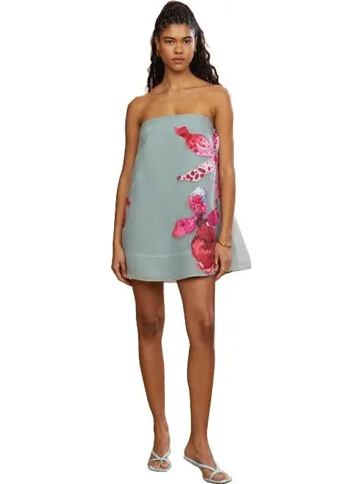 AMUR Fran Strapless Mini Dress - Blue Speckled Iris