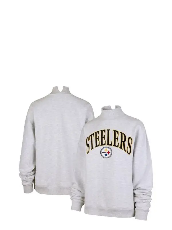 '47 Pittsburgh Steelers Vantage Mock Neck Pullover Sweatshirt - Heather Gray