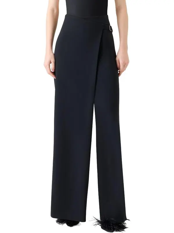 Akris Foss Apron Front Wool Blend Pants - Black