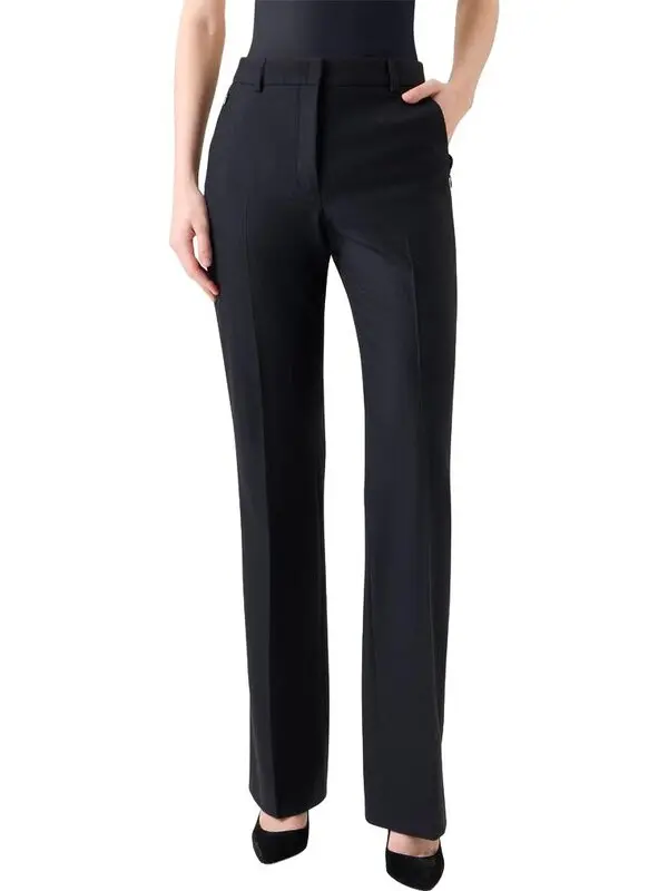 Akris Marilyn Stretch Wool Bootcut Pants - Black
