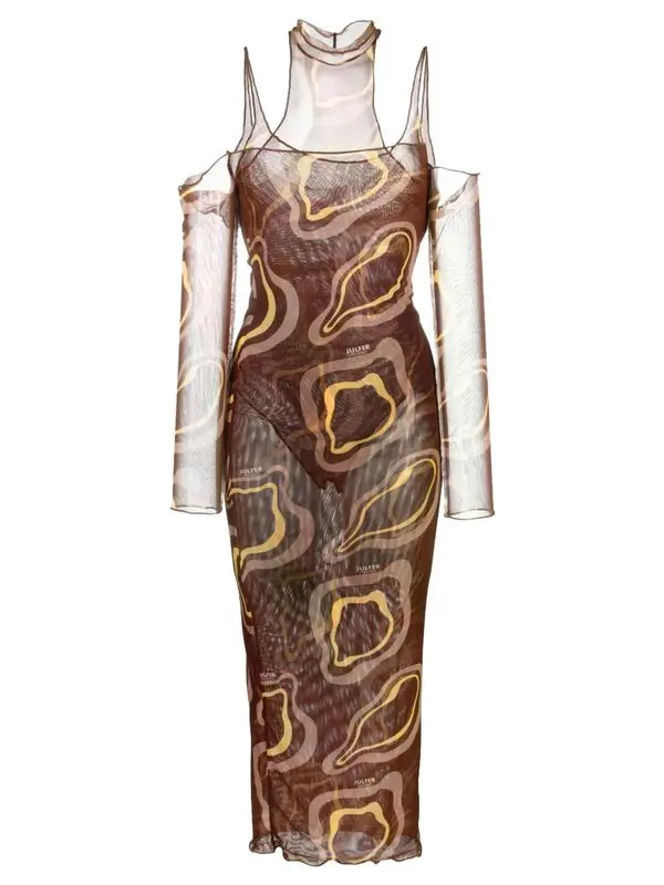 JULFER Janet Abstract-print Midi Dress - Brown