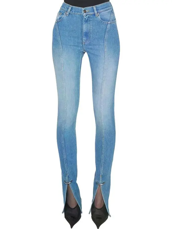 MUGLER Split-hem Seam-detail Jeans - Blue