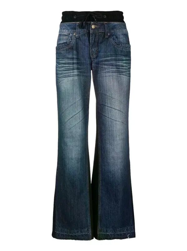 GUDU Layered-effect Denim Trousers - Blue