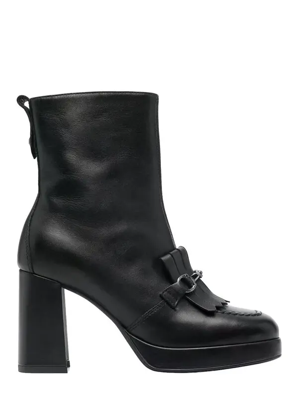 NEROGIARDINI 90mm Leather Boots With Horsebit Detail - Black