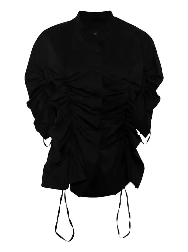 BESFXXK Spread-collar Ruched Shirt - Black