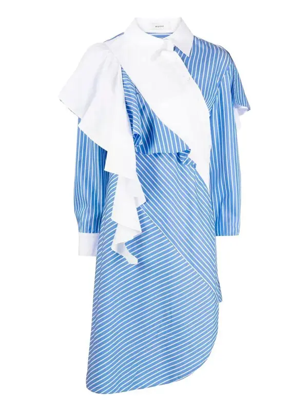 BESFXXK Asymmetric Striped Shirt - Blue