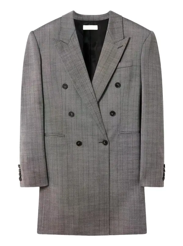 Stella McCartney Pinstripe Double-breasted Coat - Grey