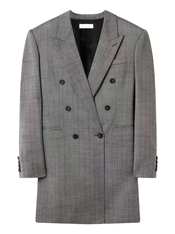 Stella McCartney Pinstripe Double-breasted Coat - Grey