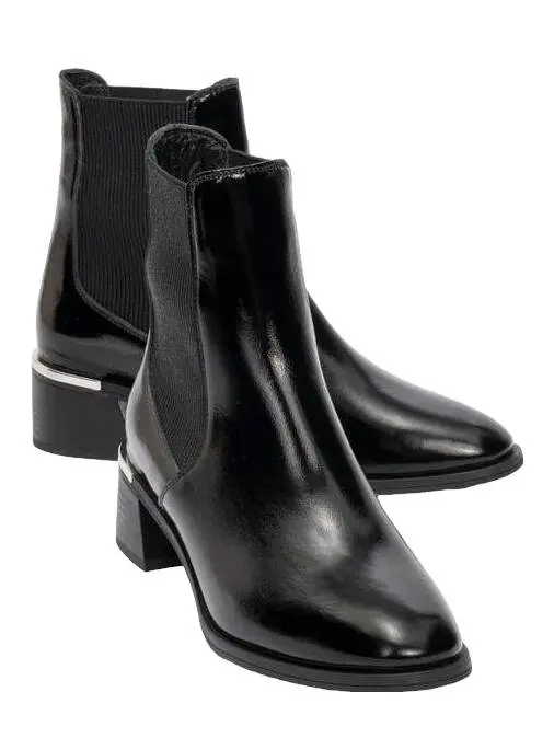 FOREVER & ALWAYS SHOES Neiva Leather Chelsea Boots - Black Patent Leather