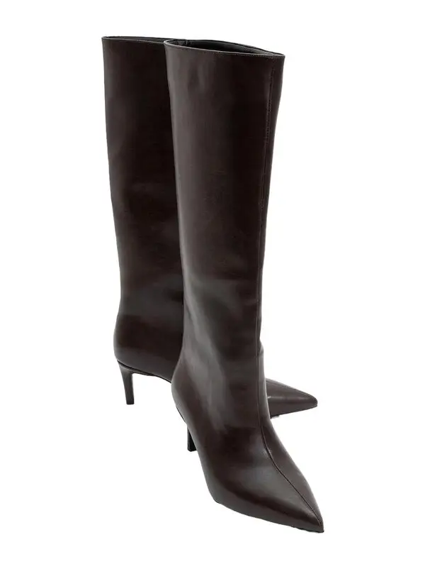 PROLOGUE SHOES Cassandra Knee High Boots - Brown Faux Leather