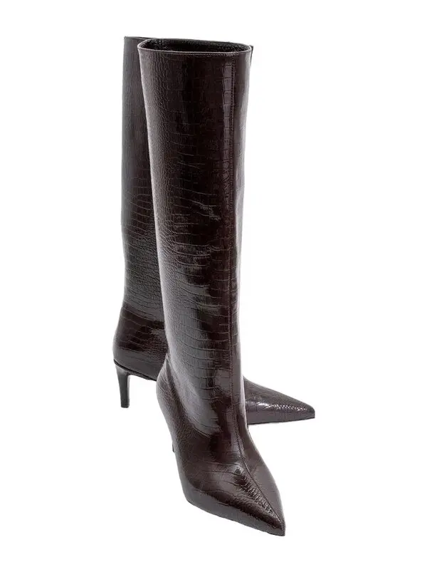 PROLOGUE SHOES Cassandra Knee High Boots - Brown Print Faux Leather