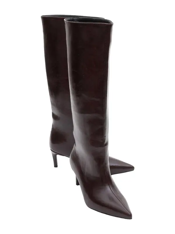 PROLOGUE SHOES Cassandra Knee High Boots - Burgundy Faux Leather