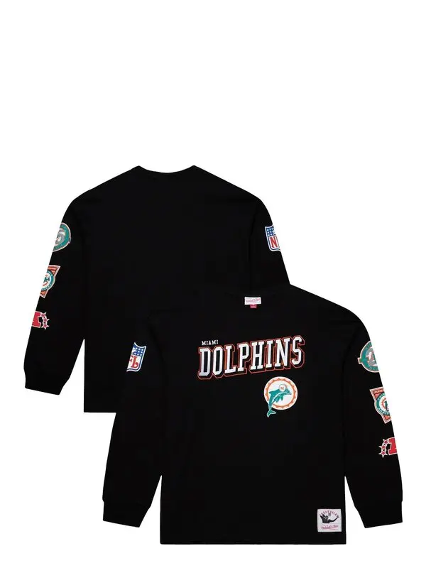 Mitchell & Ness Miami Dolphins Training Camp Vintage Logos Long Sleeve T-shirt - Black