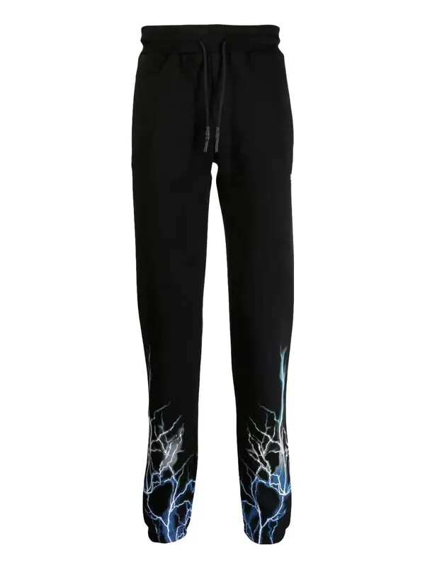 PHOBIA Lightning-print Cotton Track Pants - Black