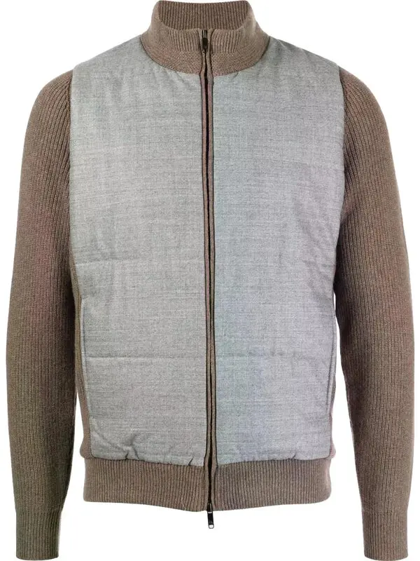Luciano Barbera Panelled Ribbed-knit Jacket - Grey