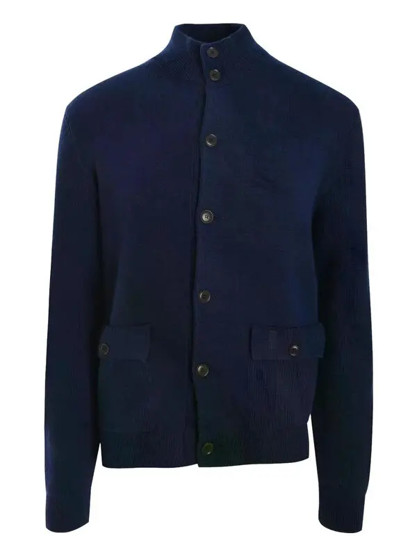 Luciano Barbera Stand-up Collar Cardigan - Blue