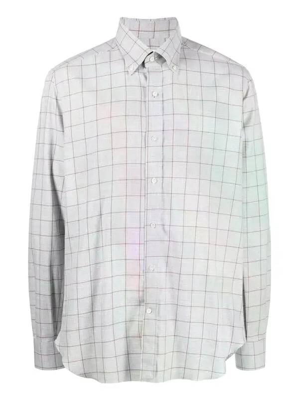 Luciano Barbera Check-pattern Cotton Shirt - Grey