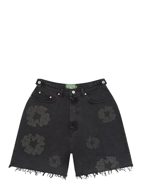 DENIM TEARS Mono Cotton Wreath Denim Shorts - Black