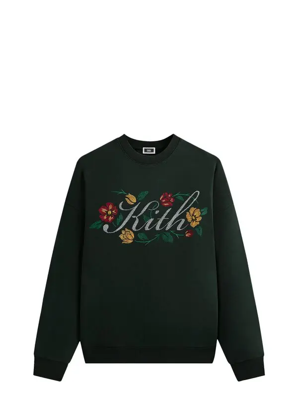 Kith Floral Script Nelson Crewneck - Green