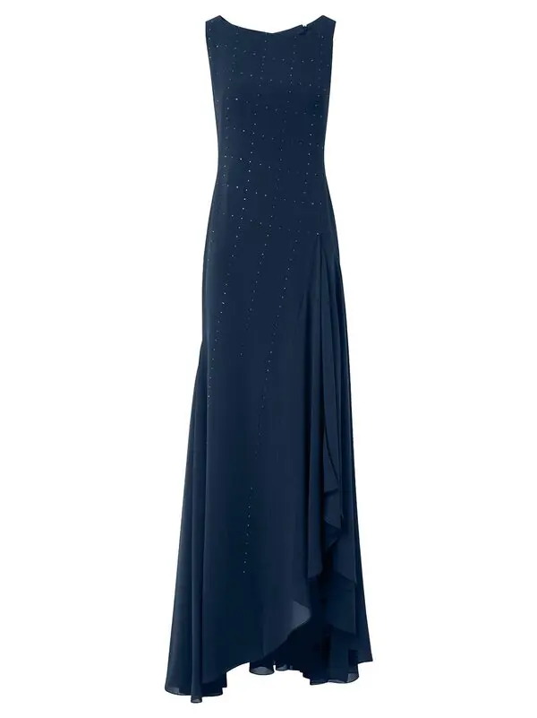 Akris Studded Sleeveless Asymmetric Maxi Dress - Navy