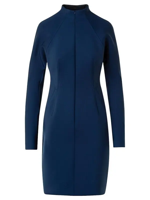 Akris Techno Neoprene Long-sleeve Zip-front Dress - Blue