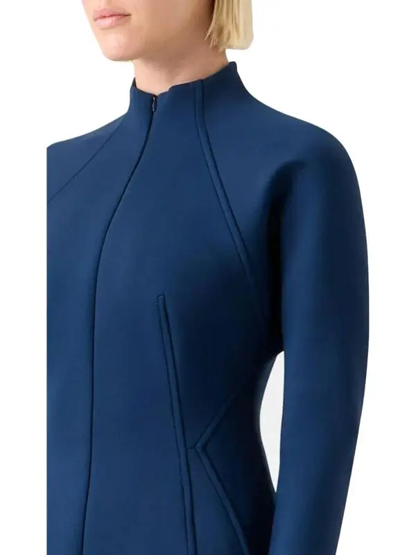 Akris Techno Neoprene Long-sleeve Zip-front Dress - Blue