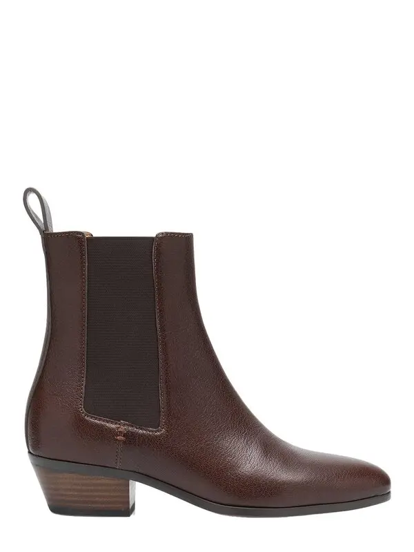 ODISSI Ella Leather Chelsea Booties - Dark Brown