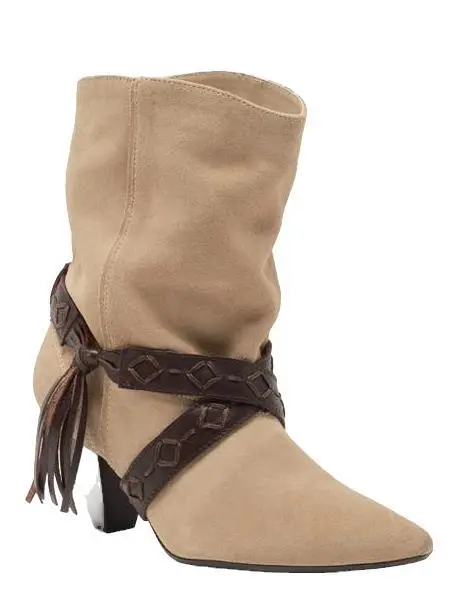 Free People Bronte Belted Western Boots - Taupe Suede