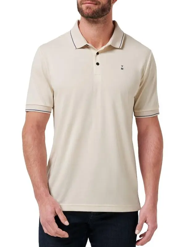 Travis Mathew Happier Hour Tipped Cotton Polo - Birch