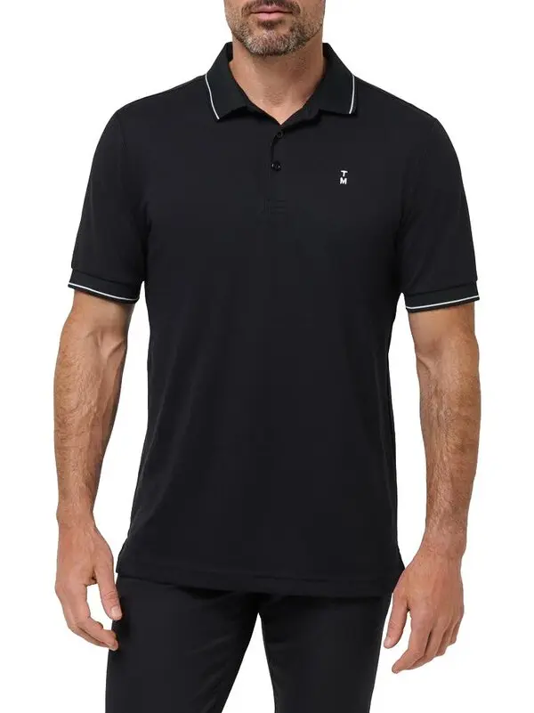 Travis Mathew Happier Hour Tipped Cotton Polo - Black