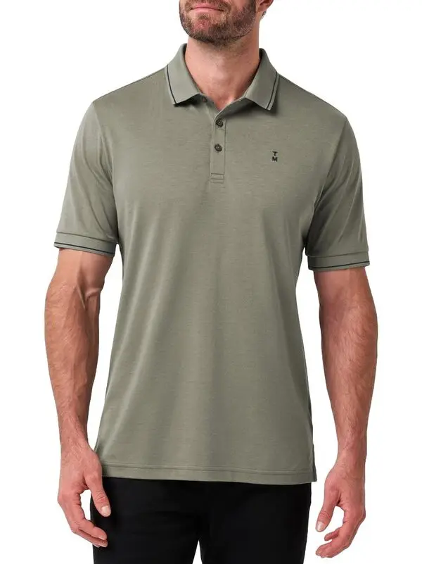 Travis Mathew Happier Hour Tipped Cotton Polo - Dark Olive