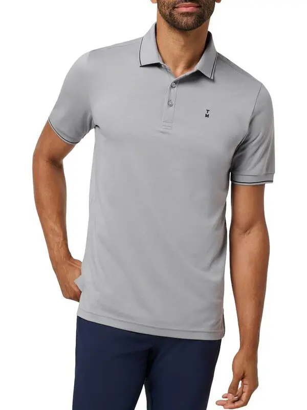 Travis Mathew Happier Hour Tipped Cotton Polo - Light Grey