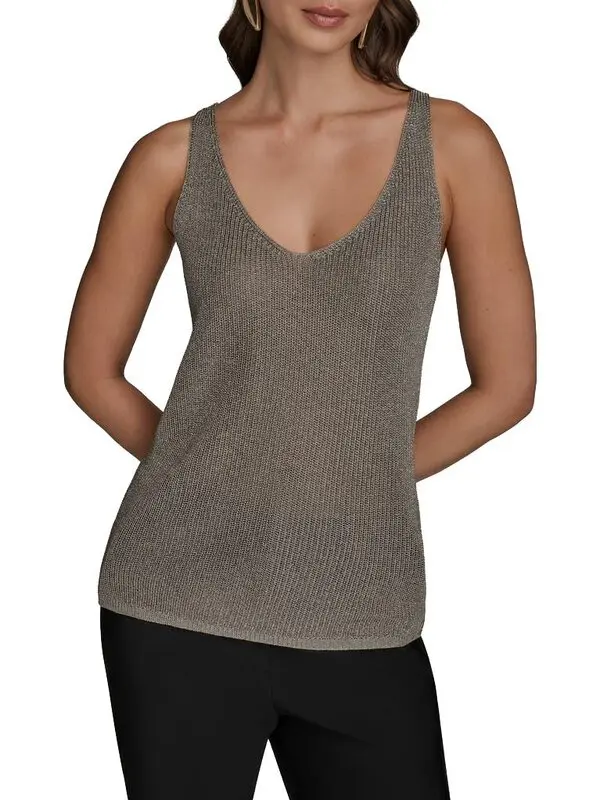 Donna Karan New York Metallic Sleeveless Sweater - Heather Ir