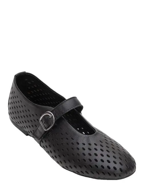 FOREVER & ALWAYS SHOES Arian Leather Ballet Flat - Black Leather