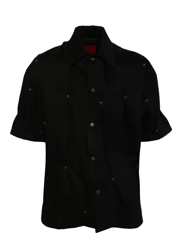 KUSIKOHC Multi-rivet Denim Short Sleeves Shirt - Black