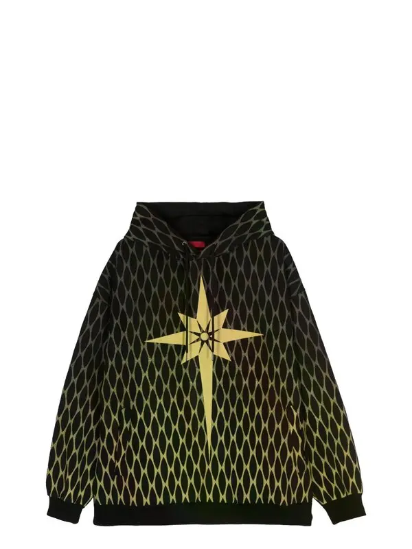 KUSIKOHC Origami-print Cotton Hoodie - Black