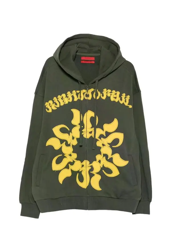 KUSIKOHC Embroidered Sun Zip-up Hoodie - Green