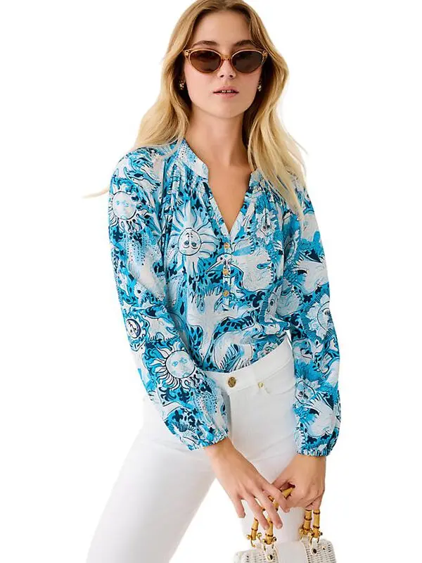 Lilly Pulitzer® Elsa Silk Top - Bellevue Blue Lilly Gulls