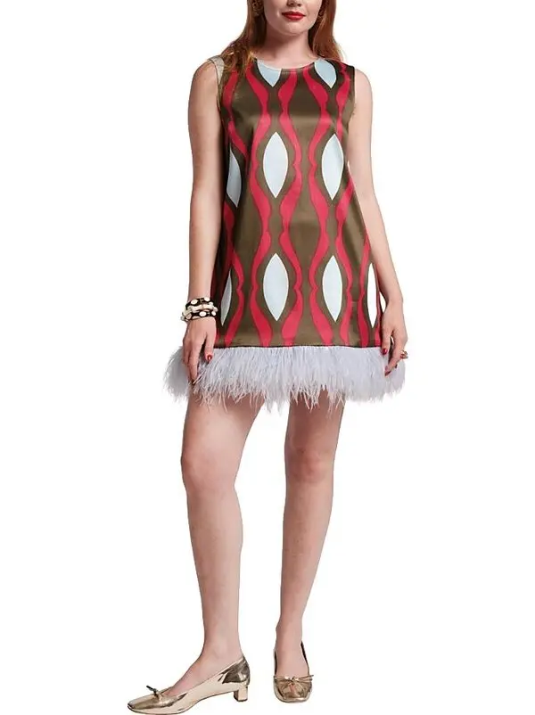 FRANCES VALENTINE Darcy Shift Dress Lava Geo - Red/olive/light Blue