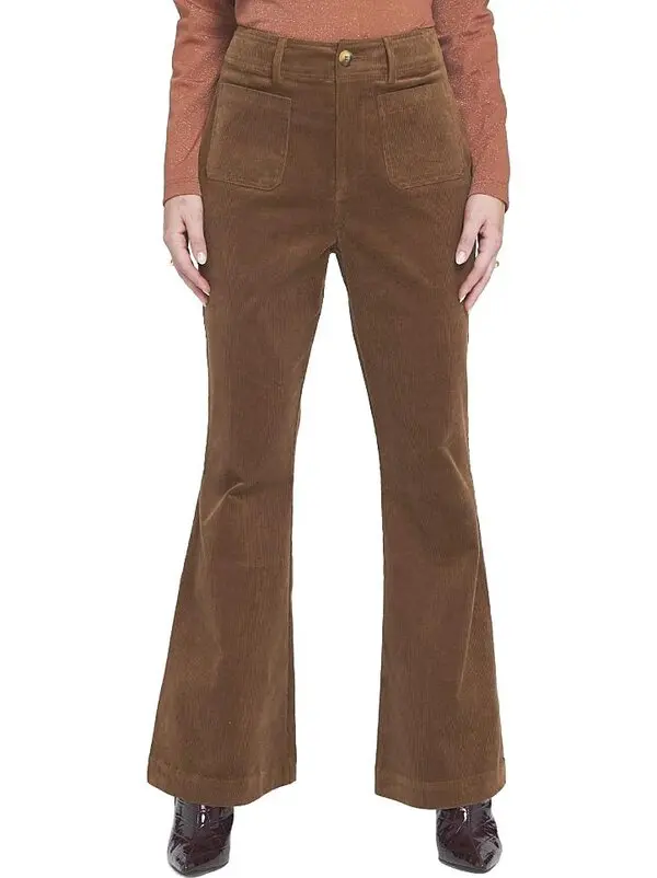 ELLE COLLECTION Wide Leg Corduroy Pants - Brown