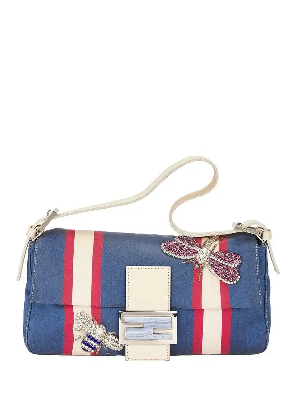 Fendi Insect Baguette Shoulder Bag - Blue