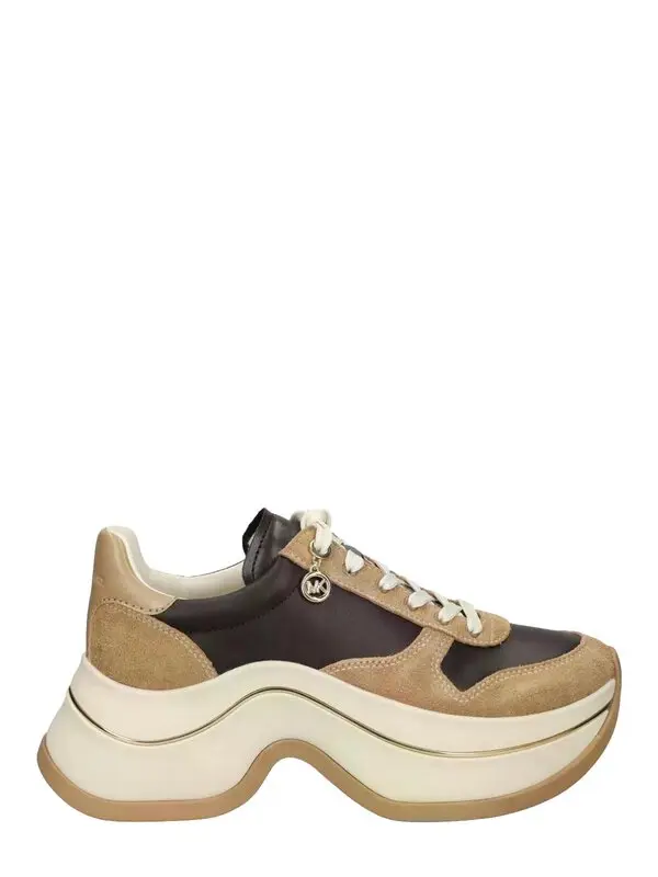 Michael Kors Leather Suede Platform Sneakers - 293 Husk Multi