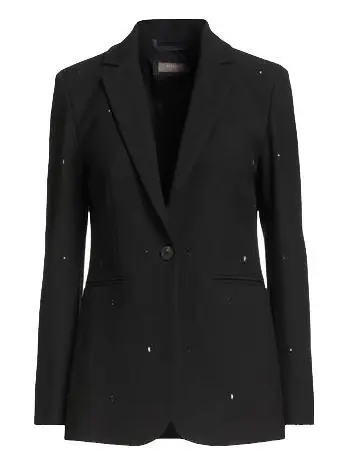Peserico Solid Color Single-breasted Blazer With Appliqués - Black