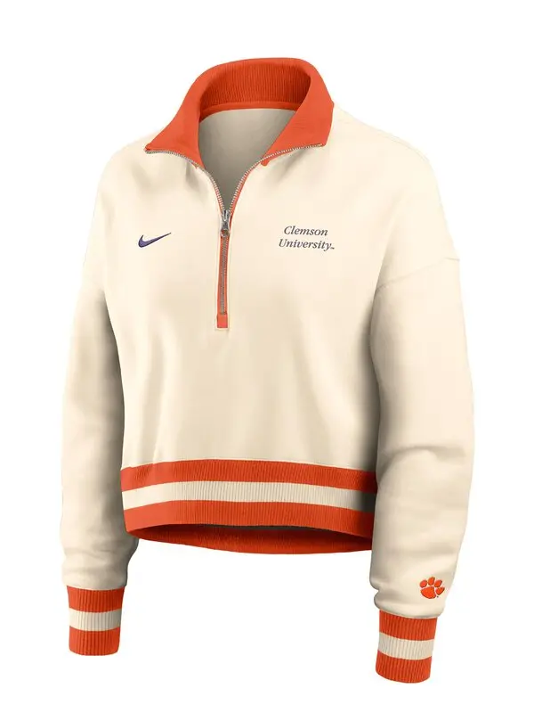 Nike Clemson Legacy College Cropped 1/4-zip Crew - Brown
